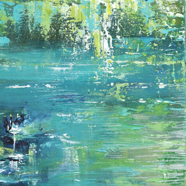 Water Lily Pond - Abstract Blue Green Landscape Painting Original ...