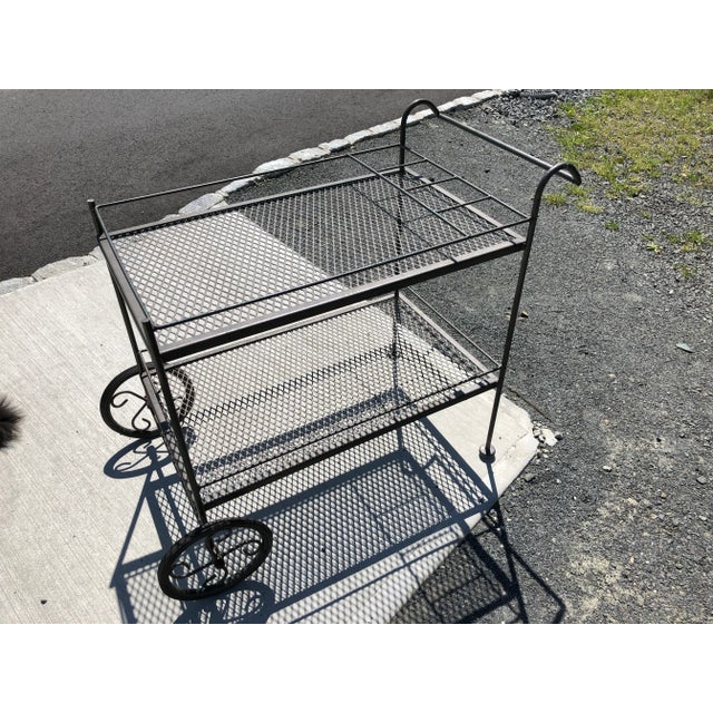 Vintage Woodard Patio Painted Iron Bar Cart | Chairish