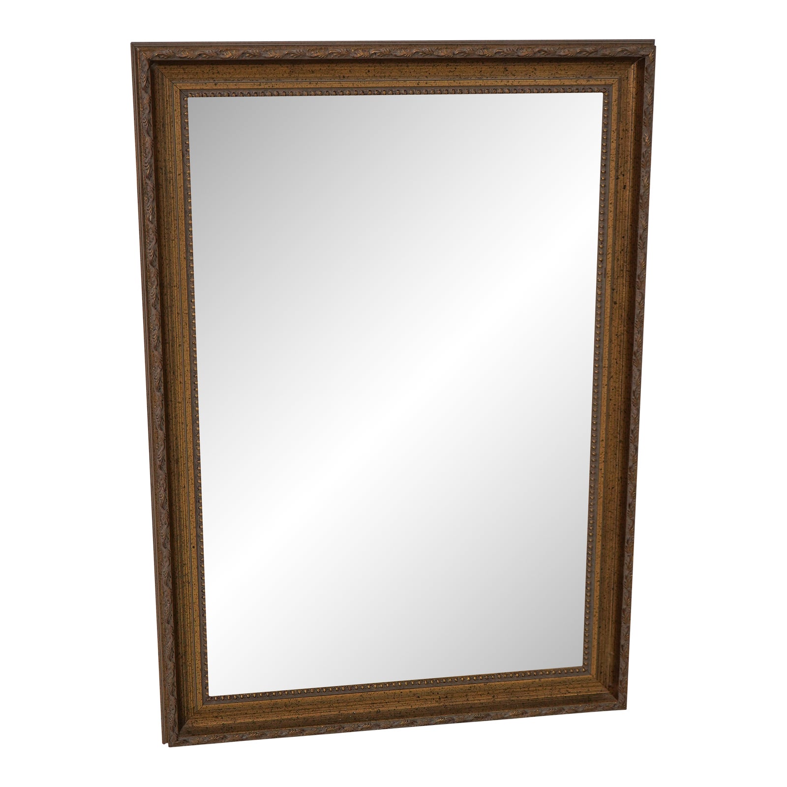 Rectangular Beveled Glass Gold Finish Wall Mirror | Chairish
