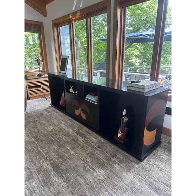 Monumental Custom Media Console With Inlaid Wood Art Panels — 103 ...