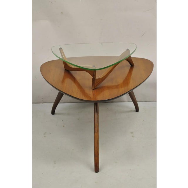 Vintage Mid Century Modern Sculpted Walnut Kagan Style Floating Glass ...