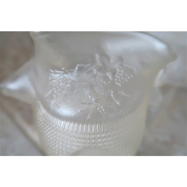 1980s Fenton Ruffle Edge Grapes and Leaves Satin Glass Footed Basket ...