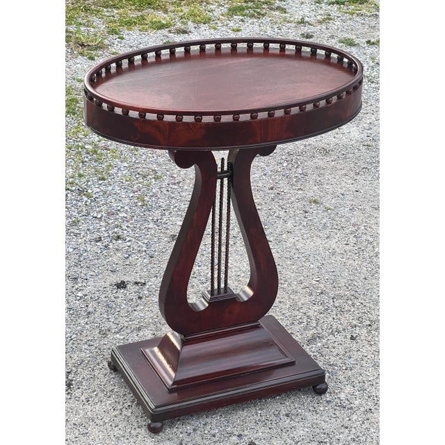 Warsaw Manufacturing Co. Lyre Base Accent Table | Chairish