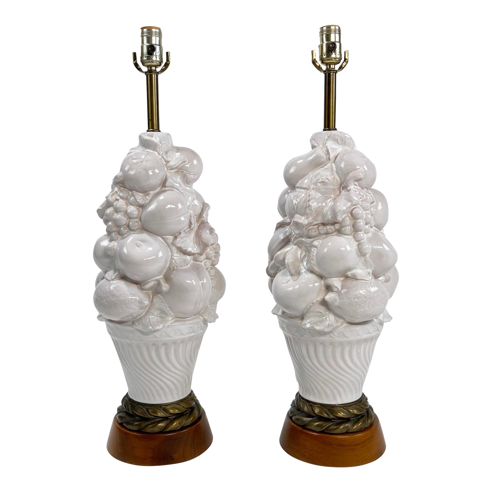 Vintage 1960s Italian Fruit Topiary Table Lamps, Pair | Chairish