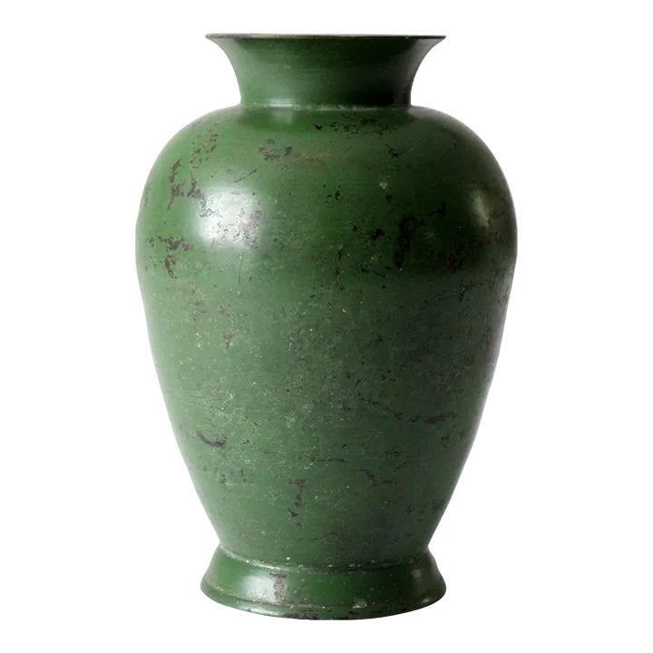 Vintage Painted Metal Vase | Chairish