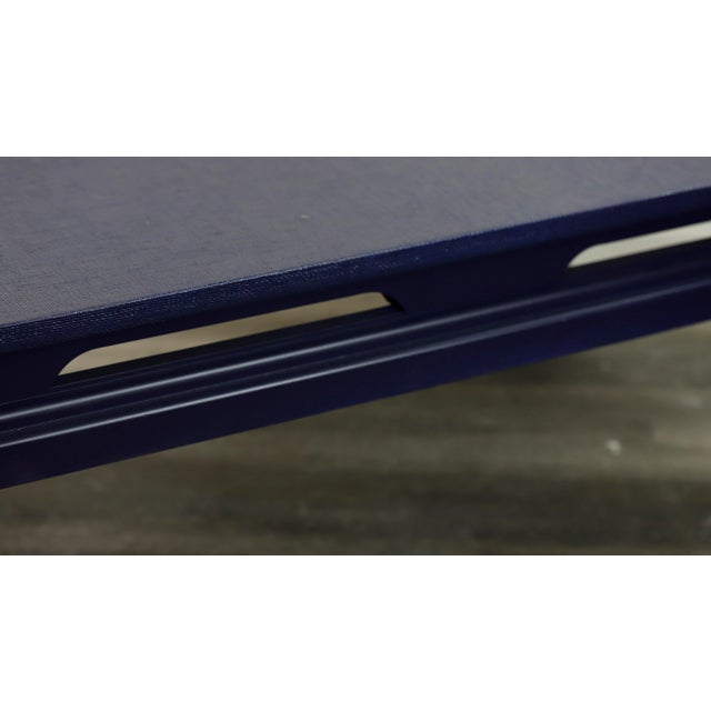Carl Springer Style Blue Raffia Coffee Table | Chairish