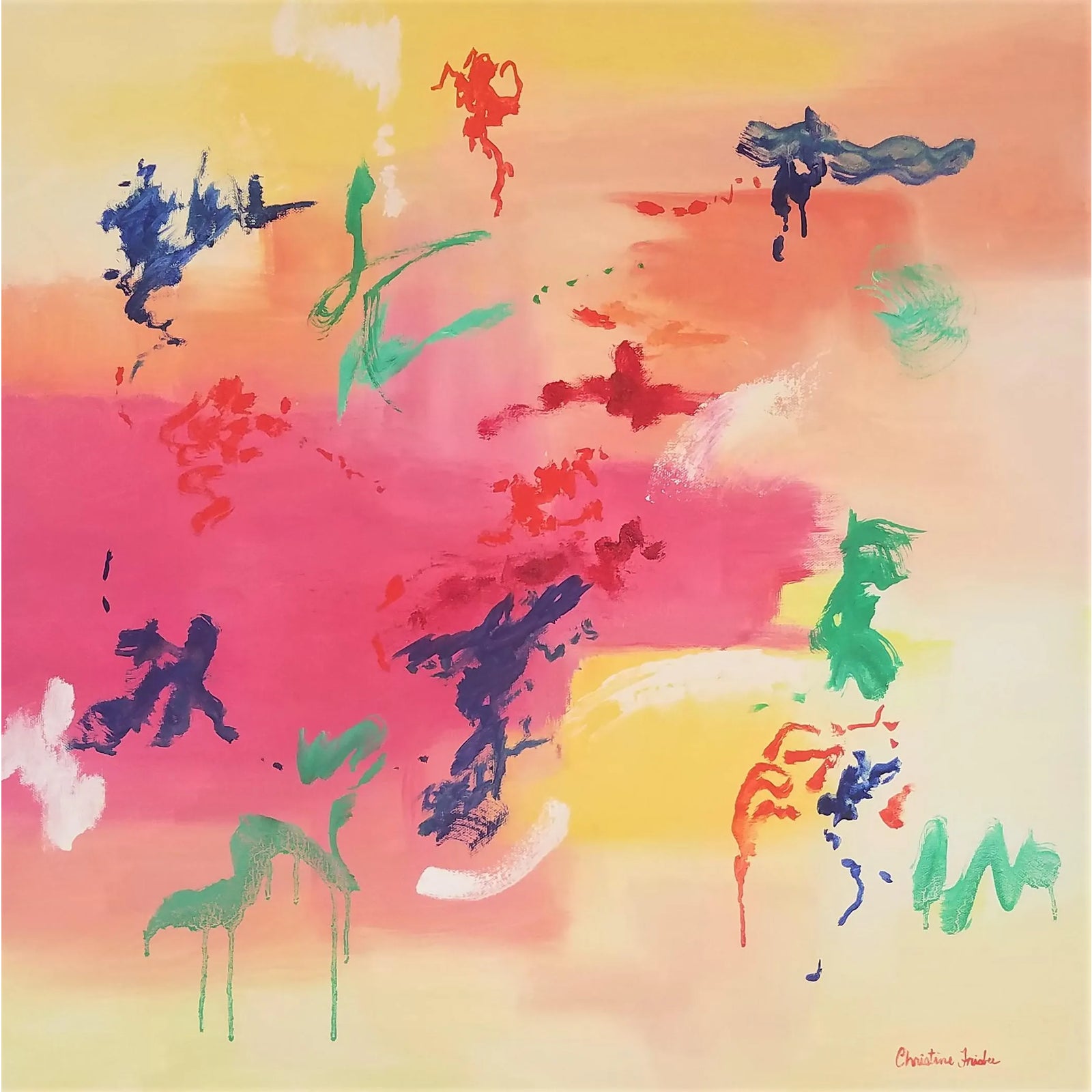"Acrobat" Abstract Oil Painting by Christine Frisbee 24 X 24 | Chairish