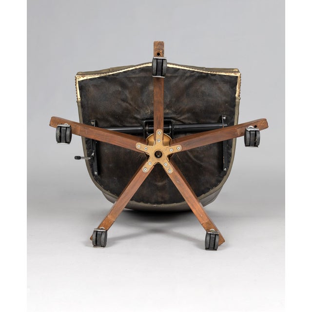 1980s Vintage Leather Swivel Desk Chair | Chairish