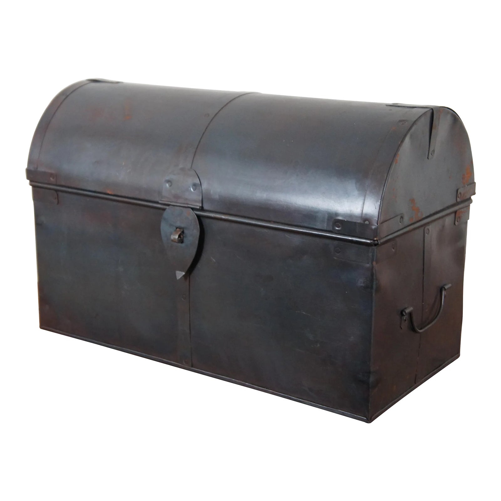 Mid 20th Century Vintage Industrial Domed Black Metal Wine Storage Box ...