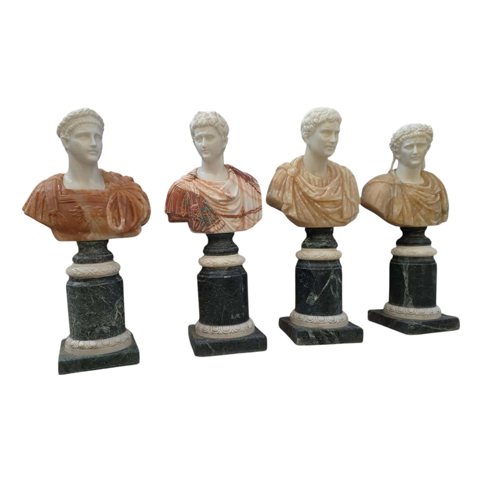 Italian Hand-Carved Marble Busts of Roman Emperors, 1980, Set of 4 ...