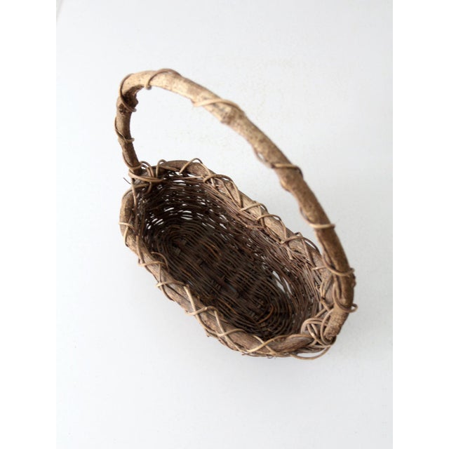 Vintage Rustic Twig Basket | Chairish