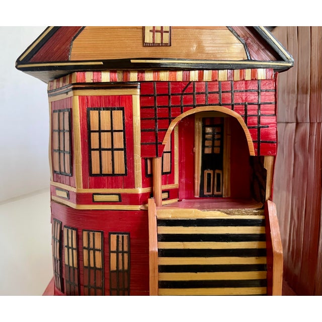 1960's Set of 3 Straw San Francisco Trinket Lidded Houses | Chairish