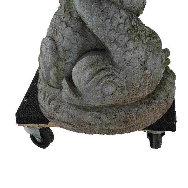 Antique Cast Hard Stone Figural Dolphin Garden Fountain Base Circa 1930 ...