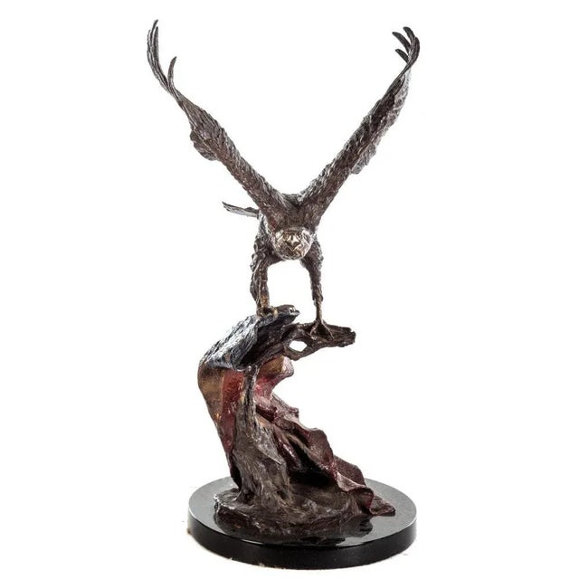 Eagle and Flag Bronze Sculpture by Lorenzo E. Ghiglieri, Limited ...