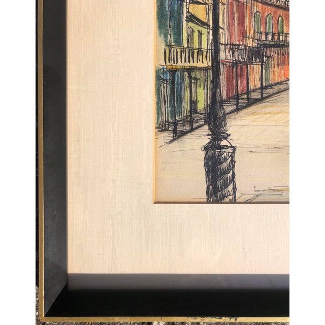 Mid-Century Modern Framed Lee Tucker Mixed Media Drawing of Chartres ...