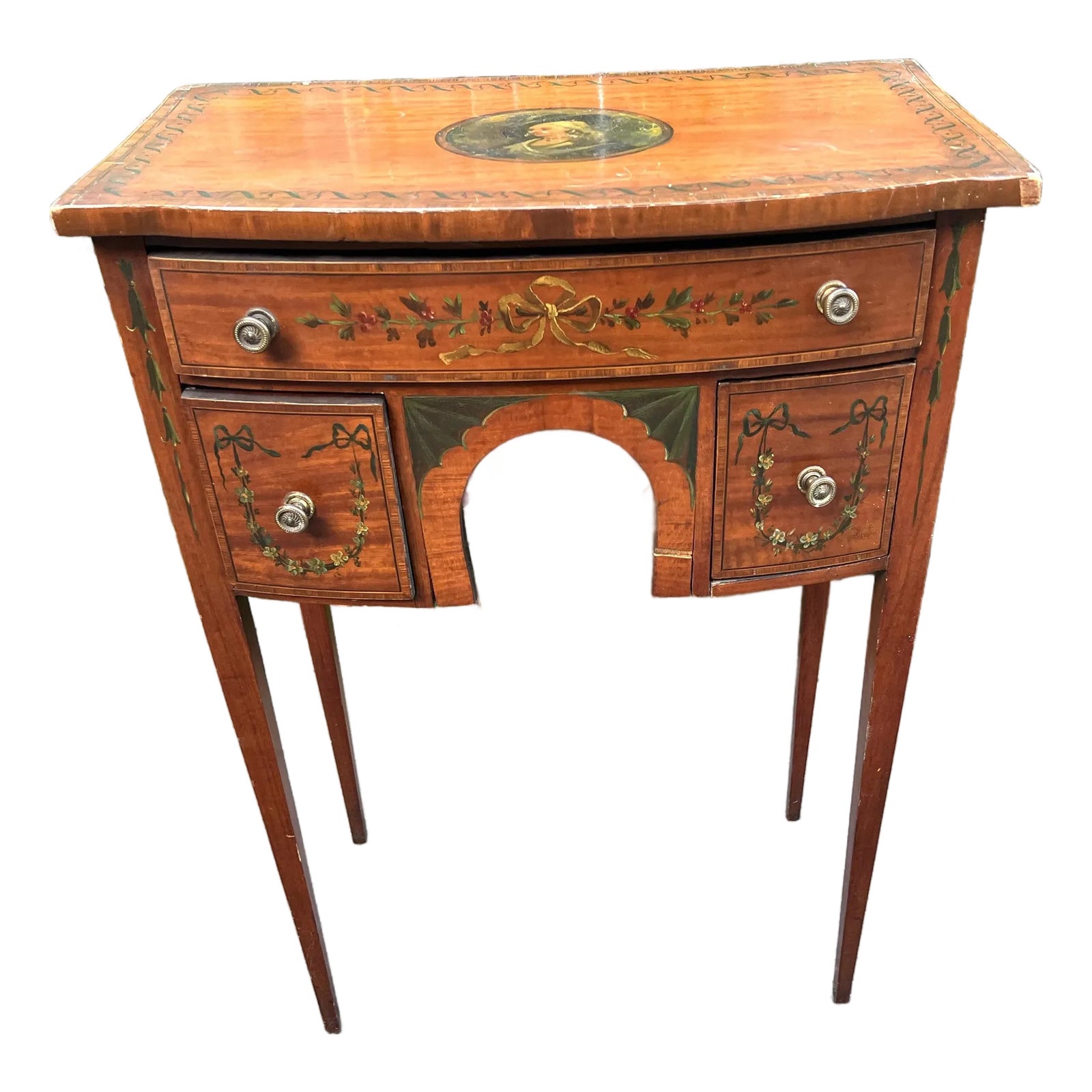 Antique Hand Painted Sheraton Side Table, Attributed | Chairish