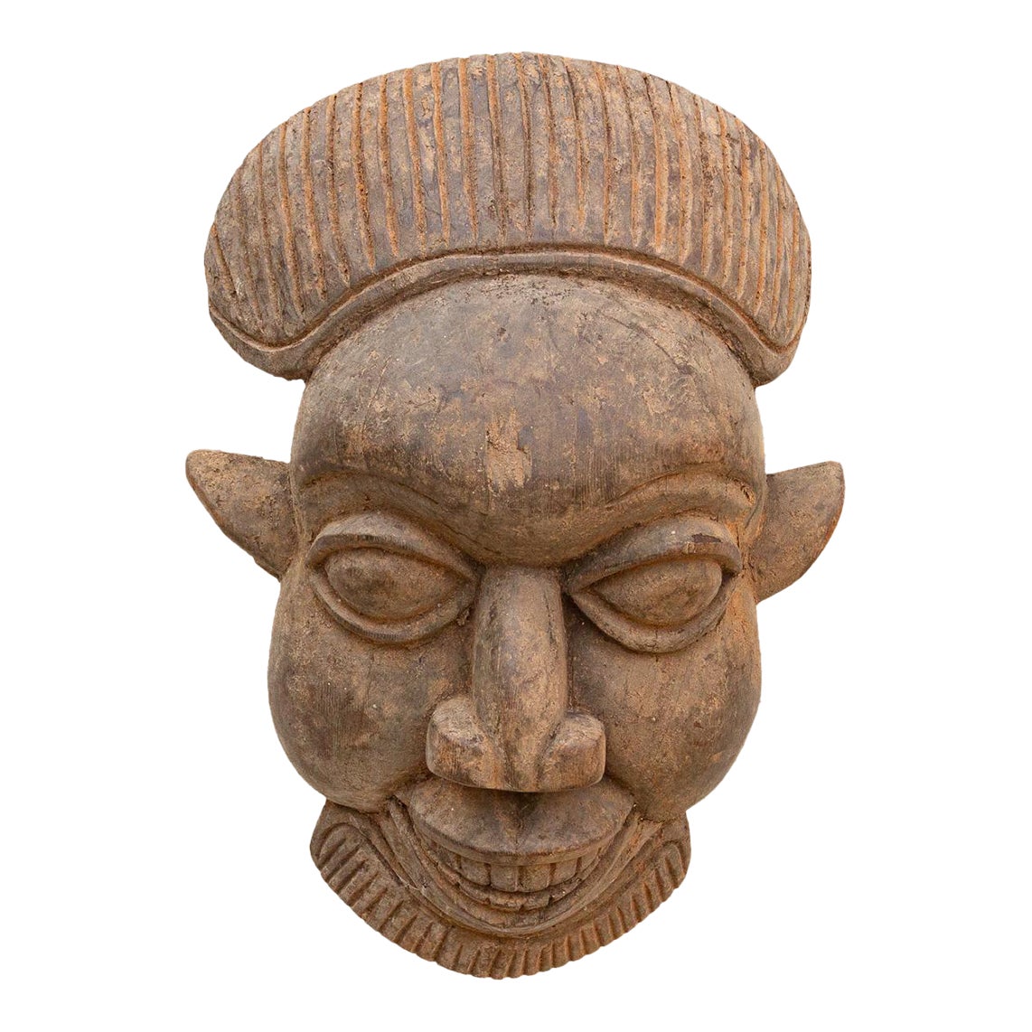 Rustic Wooden African Mask, the Silent Witness | Chairish