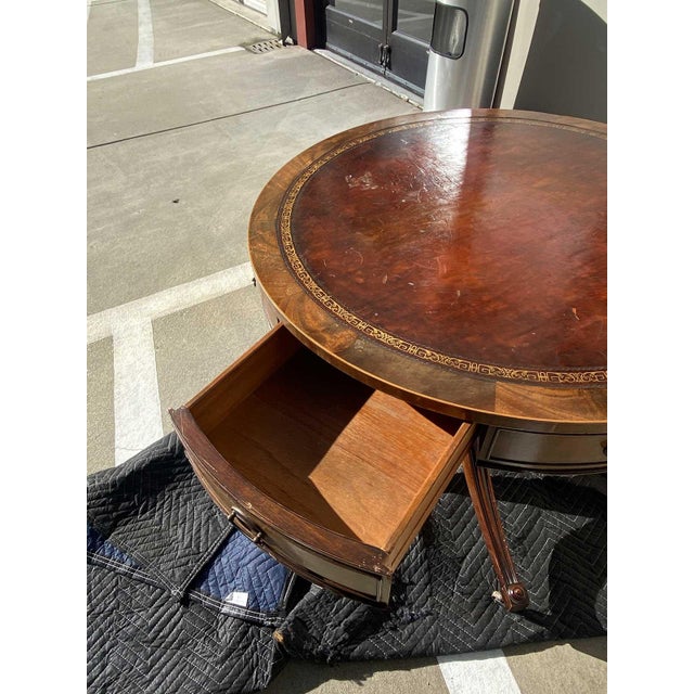 1930s Vintage Mahogany Weiman Leather Topped Side Table | Chairish
