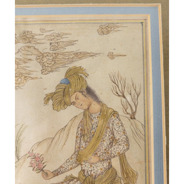 17th/18th Century Persian Safavid Drawing of a Young Man | Chairish