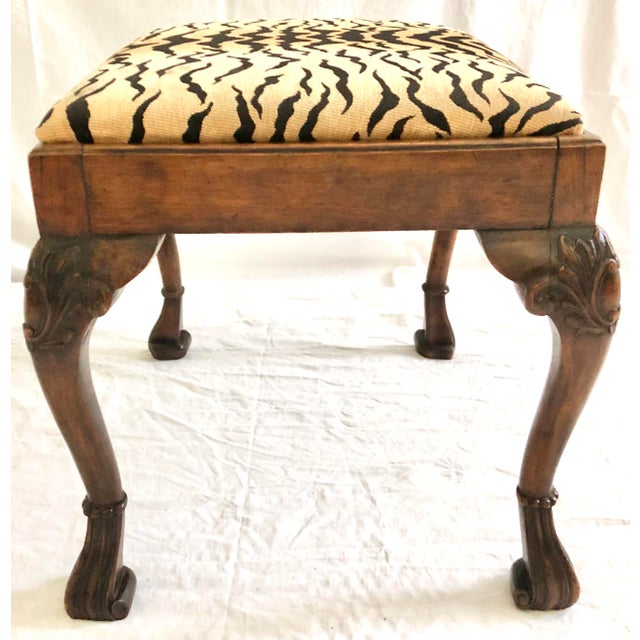 Late 18th Century English Georgian, Carved Walnut Stool | Chairish