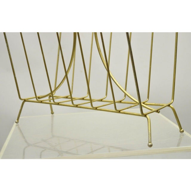 Vintage Mid Century Modern Atomic Era Metal Wire Gold Magazine Rack ...