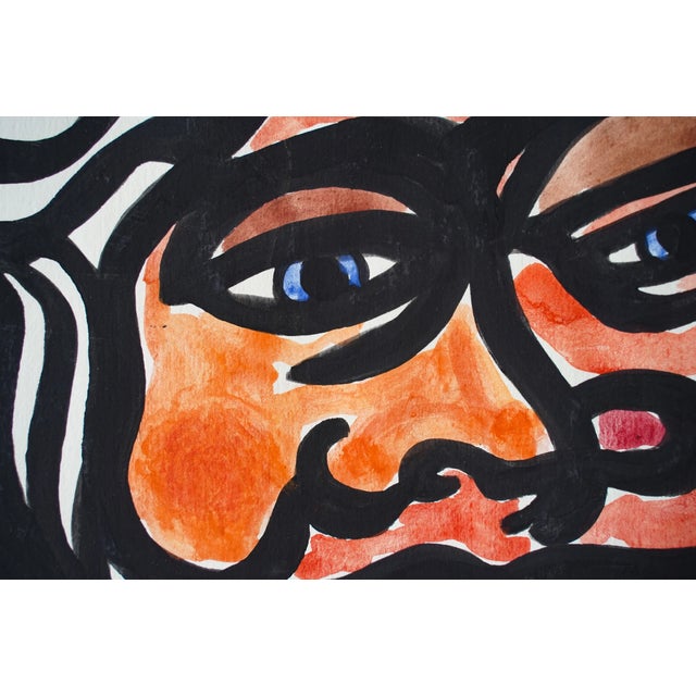 1970s Vintage Drawing Abstract Contemporary Modern Portrait by e.j ...