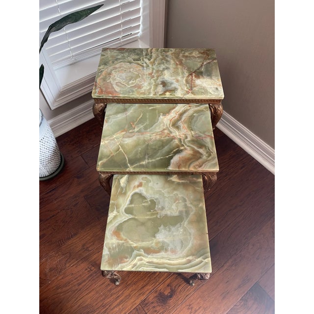 Late 20th Century Onyx Side Tables - Set of 3 | Chairish
