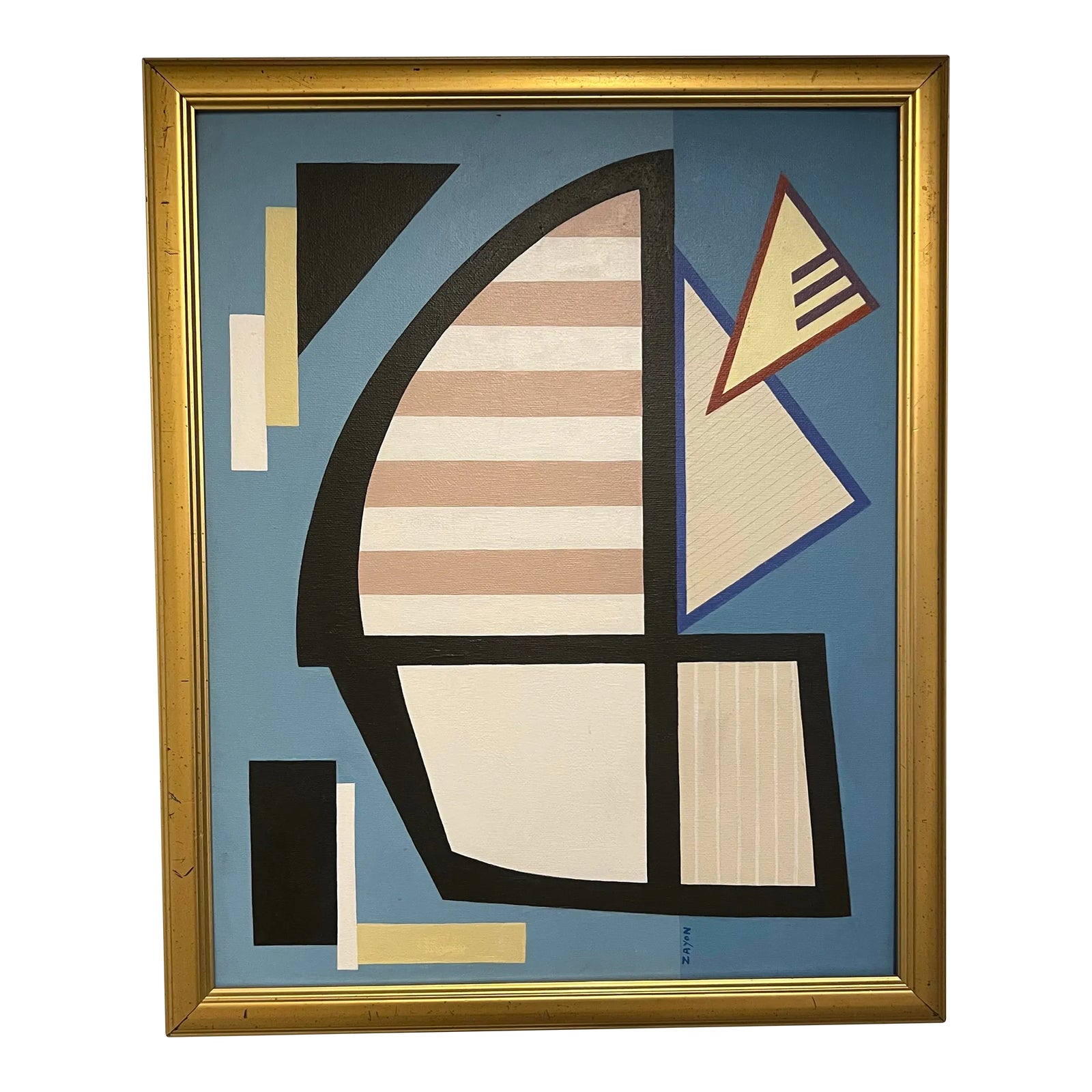 Modern Abstract Acrylic Painting on Canvas Panel, Concrete Composition, Seymour Zayon (1930 ...