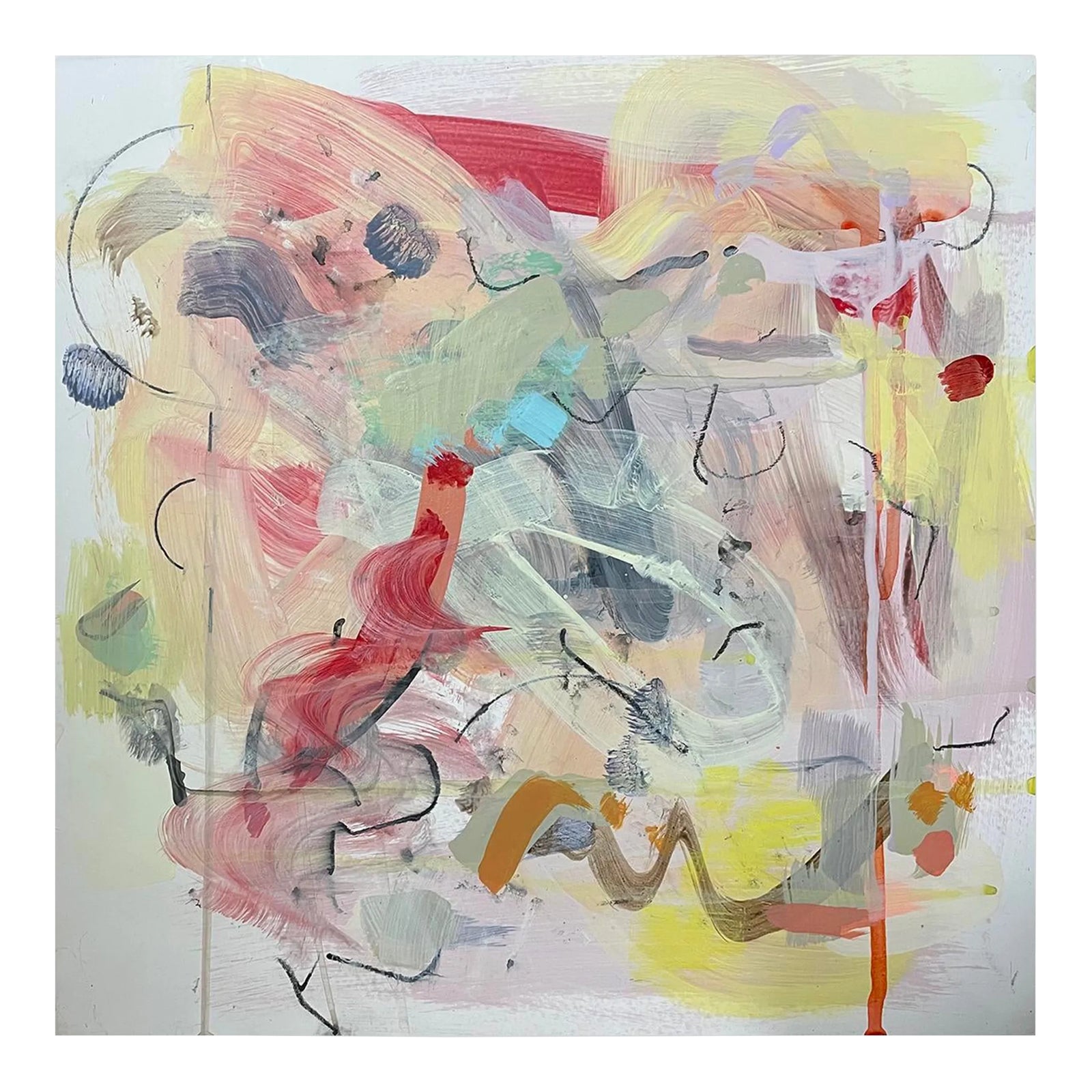 Contemporary Abstract Acrylic and Mixed Media on Panel Painting ...