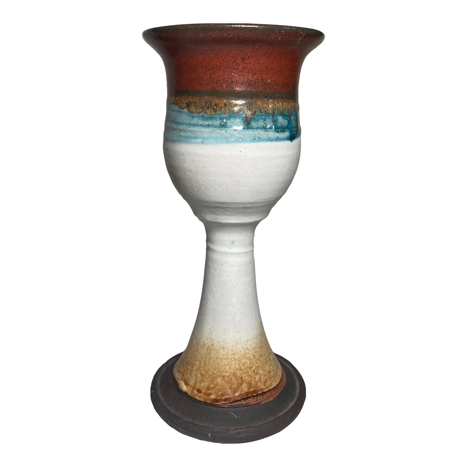 1980s Handmade Studio Pottery Chalice Goblet Decor | Chairish