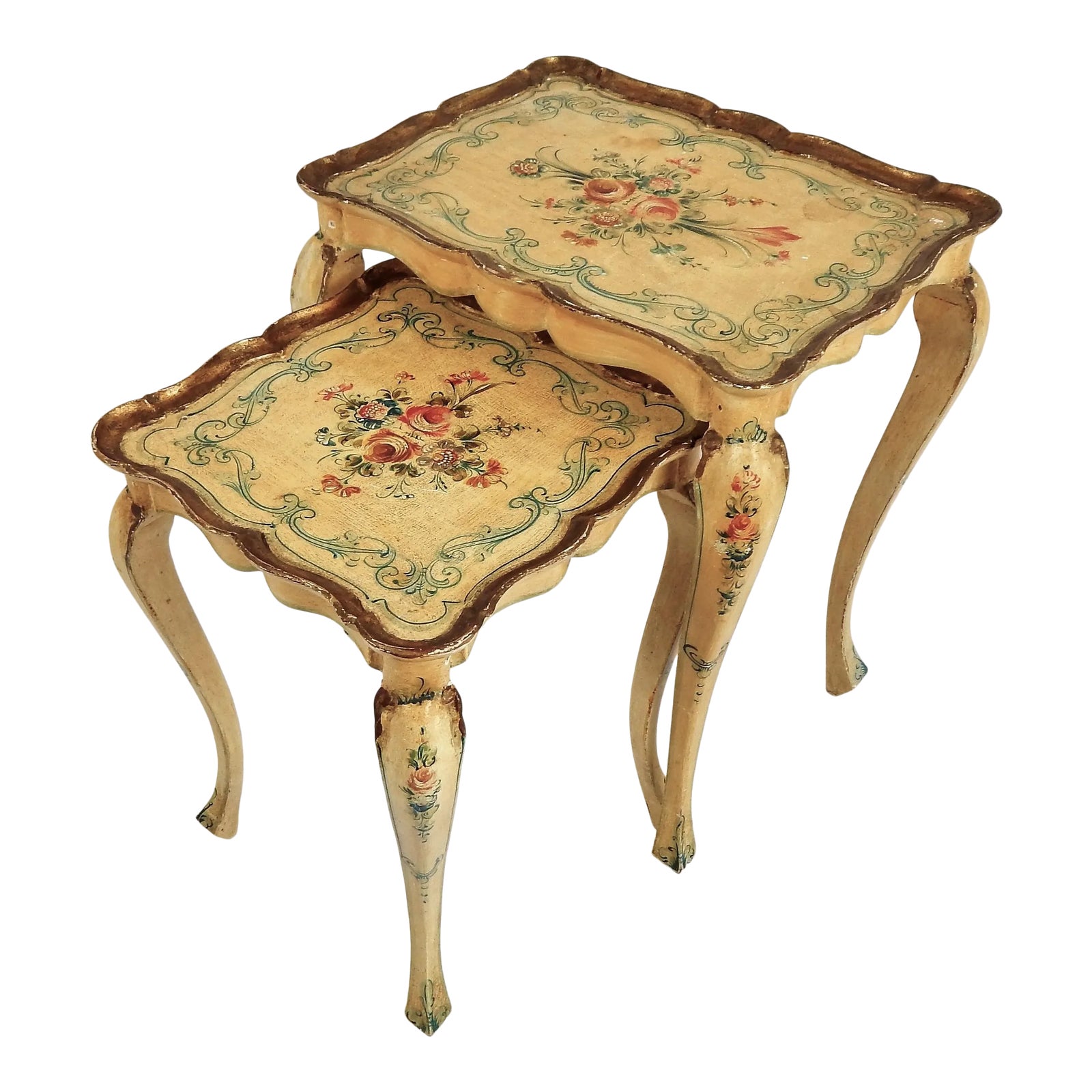 1950s Florentine Painted Nesting Tables, Pair | Chairish