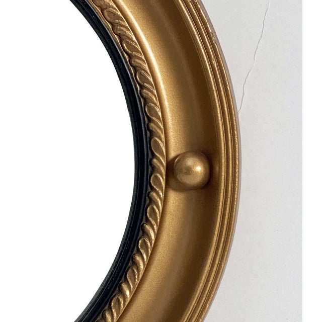 English Round Gilt Framed Convex Mirror (Dia 13) | Chairish
