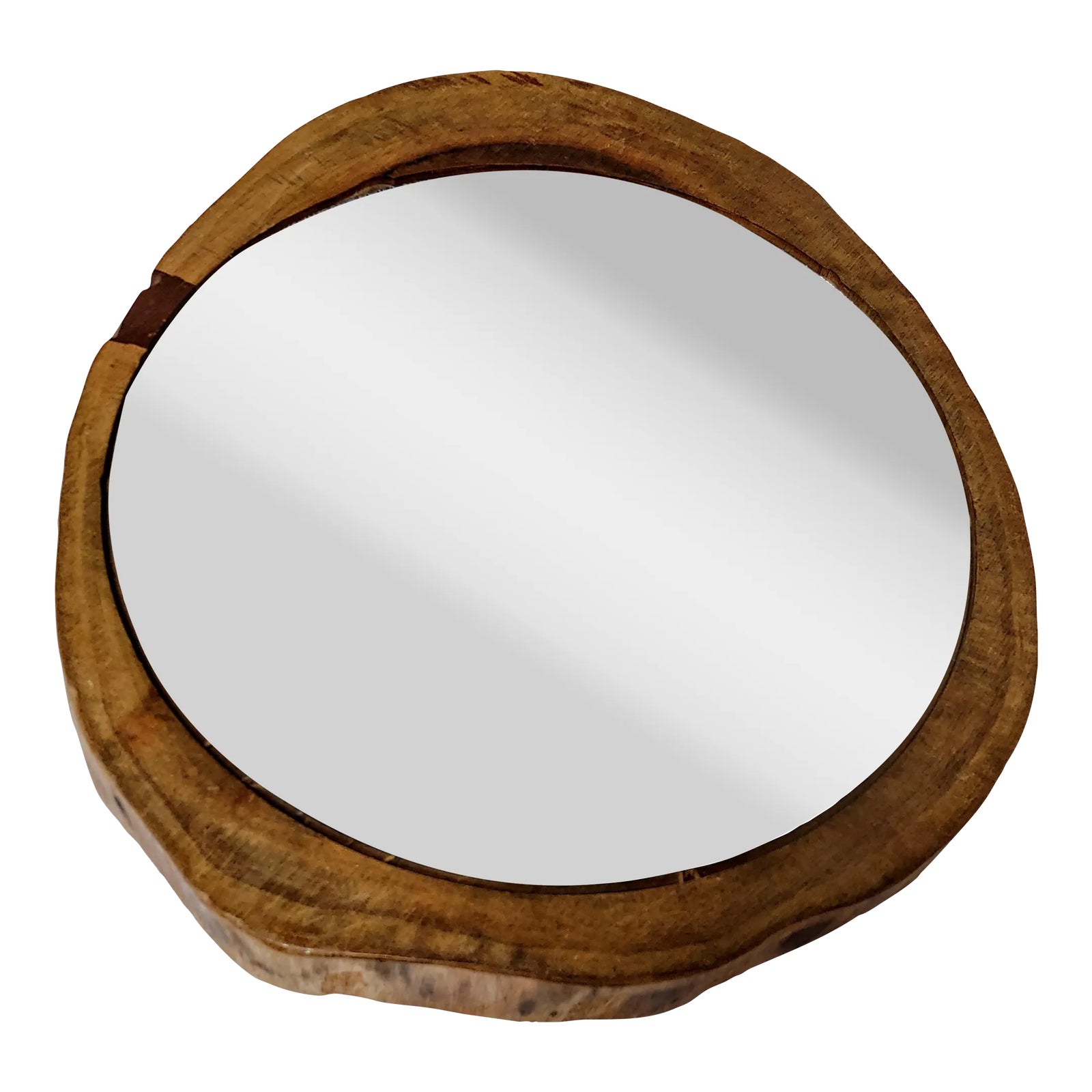 Natural Solid Wooden Tree Block With Mirror. | Chairish