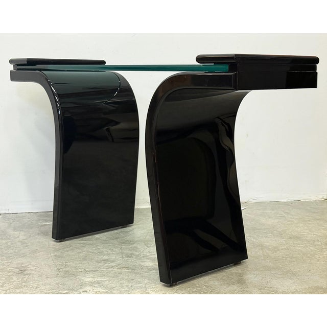 1980s Italian Postmodern Lacquered Wood and Glass Console | Chairish
