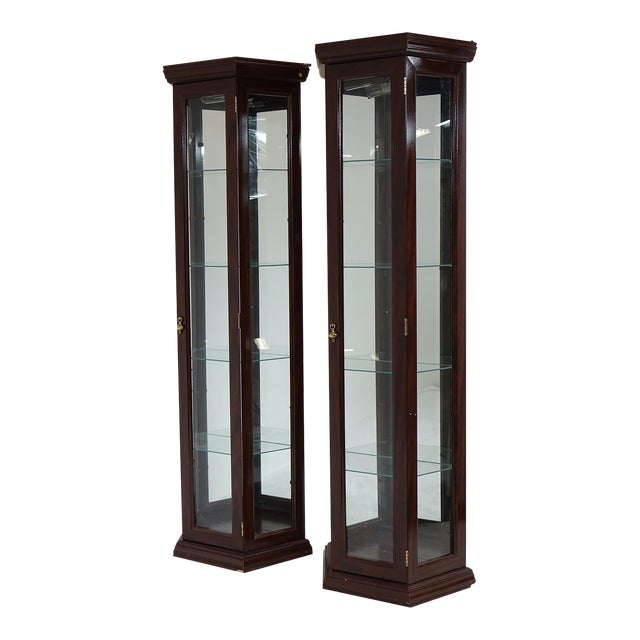 Mid 20th Century Hexagonal Tall Glass Cabinets With Light - a Pair ...
