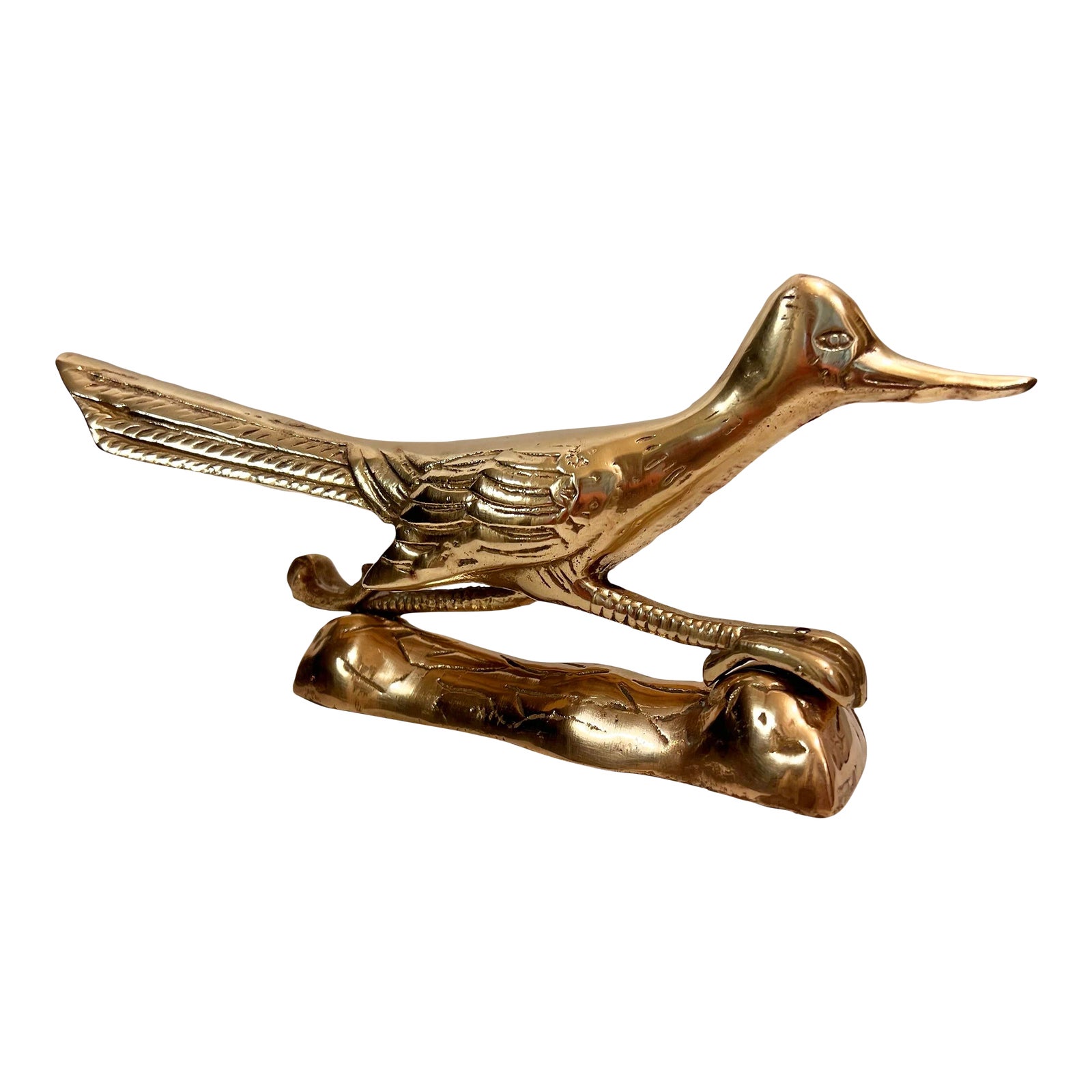 Vintage Brass Roadrunner Figurine | Chairish