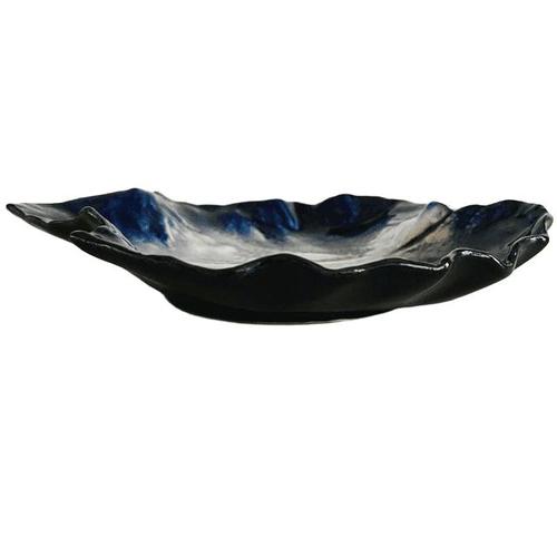 Vintage Blue Leaf-Shaped Dish in Ceramic, 1950s | Chairish