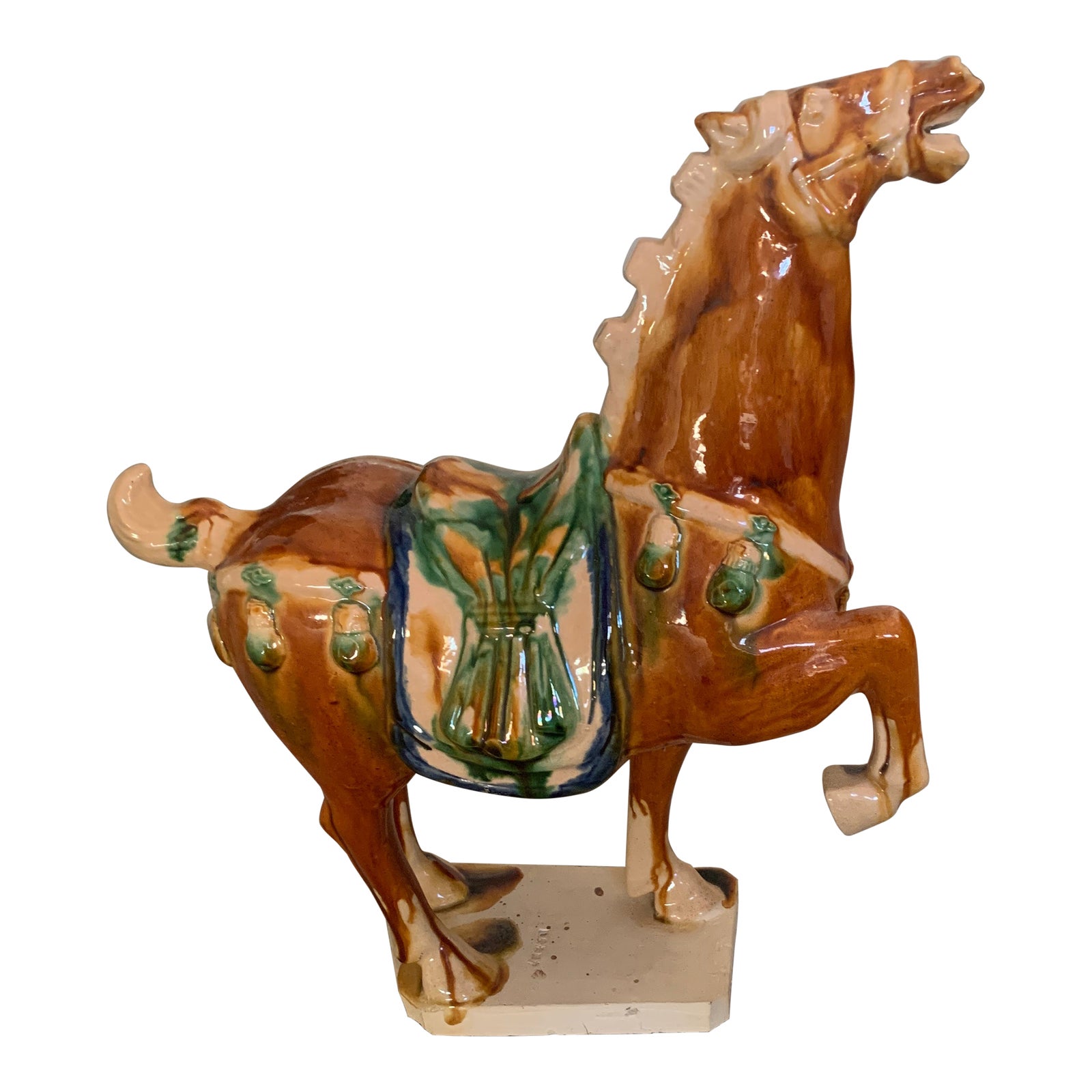 Tang-Style Chinese Ceramic Prancing Horse | Chairish