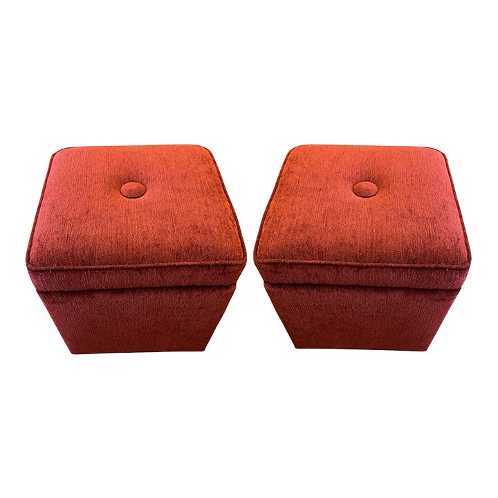 Pair of Ethan Allen Upholstered Storage Ottomans | Chairish