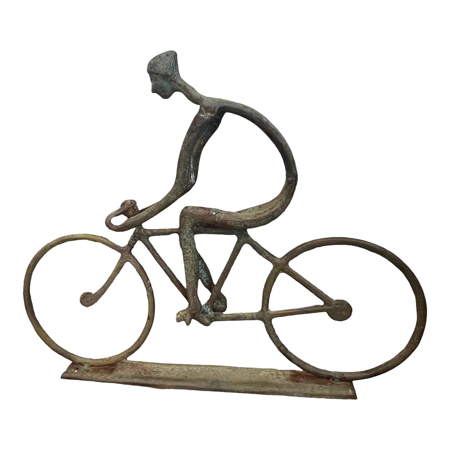 Vintage Bicycle Metal Table Sculpture Modern Aged Patina Bike | Chairish