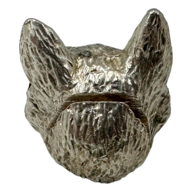 Mid 20th Century Asprey London Sterling Silver Fox Head Place Card ...