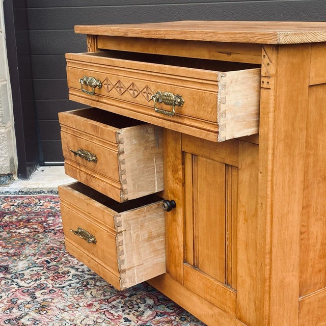 Antique Eastlake Maple Commode or Washstand | Chairish