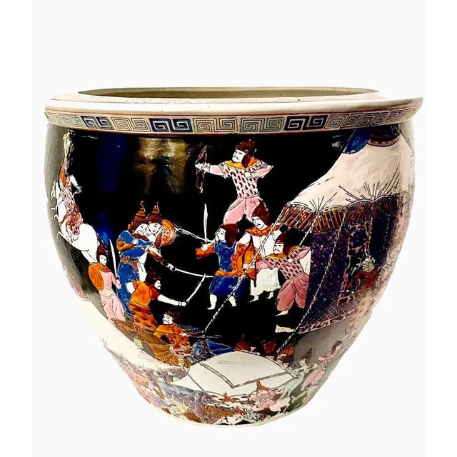 Mid 20th Century Large Chinese Export Famille Noire Storybook Fish Bowl ...