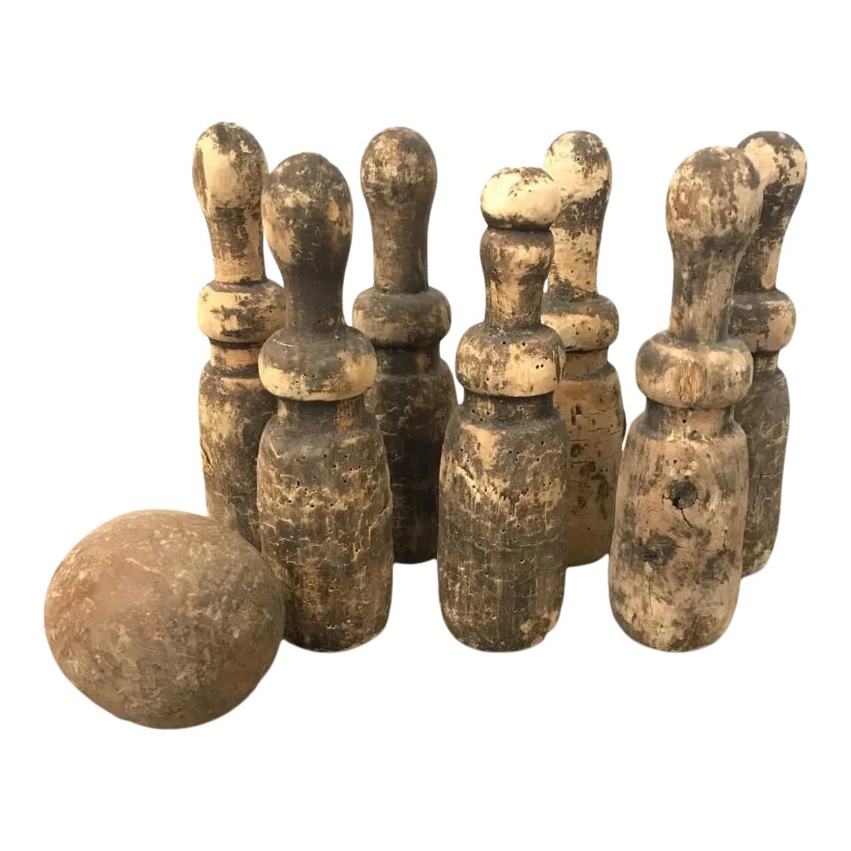 19th Century Wooden European Complete Ball Game, 8 Pieces | Chairish