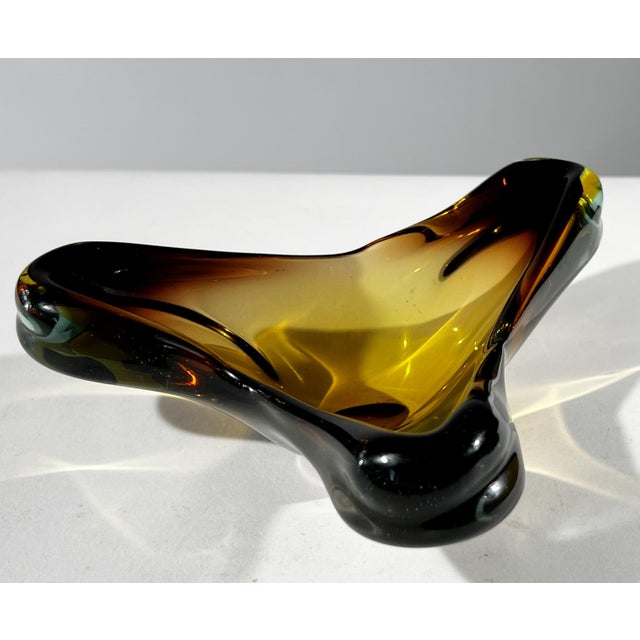 1960s Mid Century Modern Murano Style Amber Glass Tabletop Vessel Dish ...