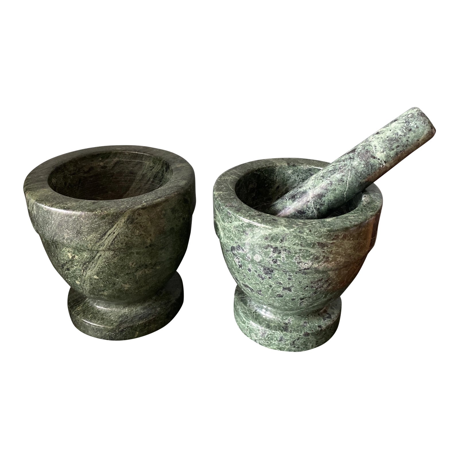Green Mortar and Pestle Collection - 3 Piece Set | Chairish