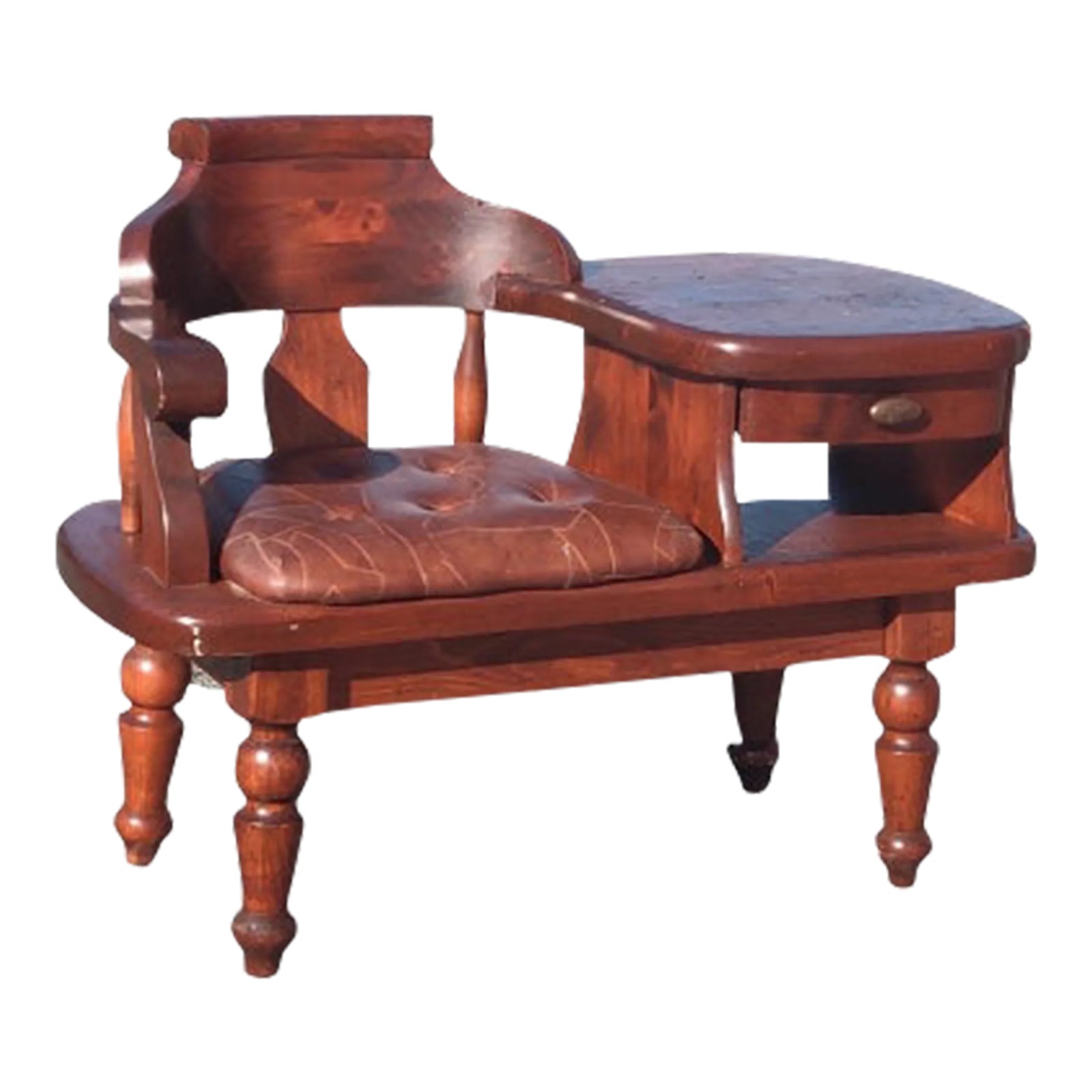 Vintage Early 20th Century Pine Telephone Chair | Chairish