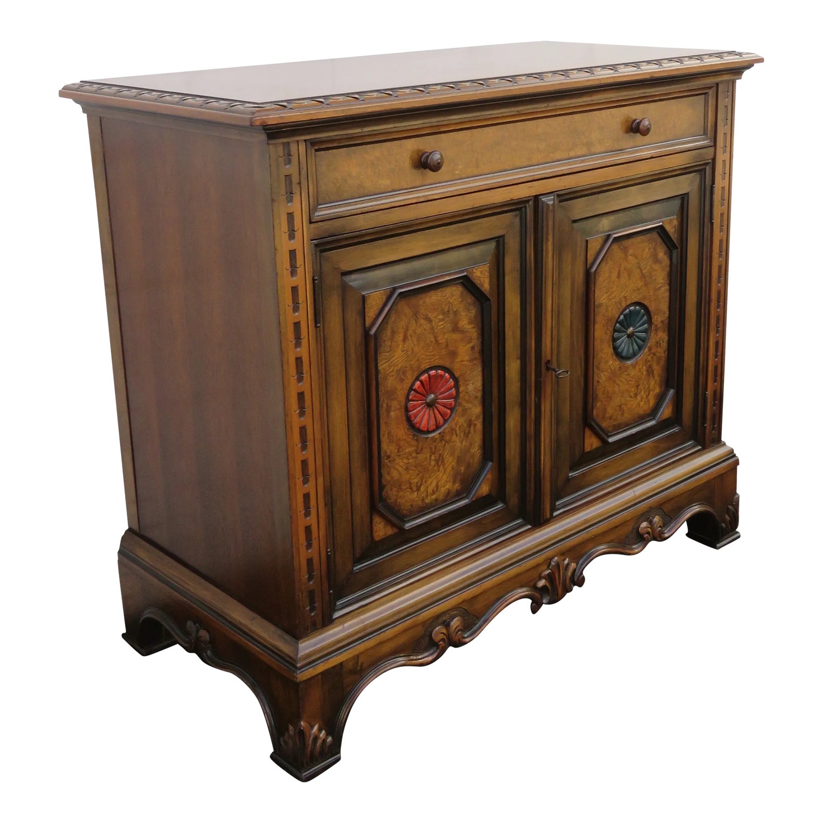 Berkey and Gay Early 1900s Carved Buffet Server Bathroom Vanity | Chairish