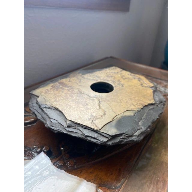 Late 20th Century Handcrafted Ikebana Slate Vase | Chairish