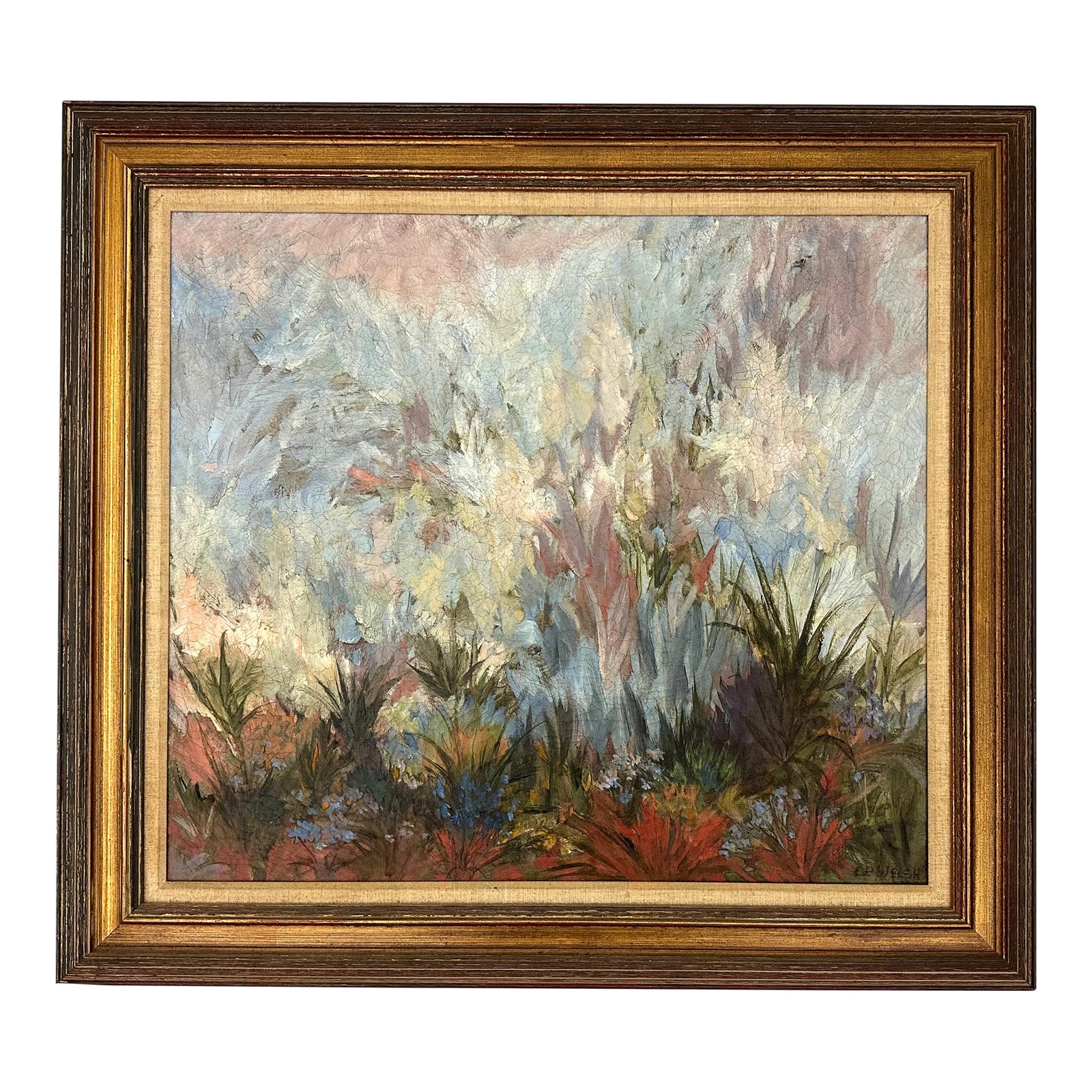 1960s Original Oil Painting by American Artist Elizabeth Welsh, Framed ...
